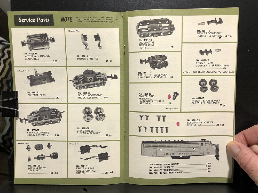 1967 Aurora Plastics Corp., Service Manual for Postage Stamp Trains ...