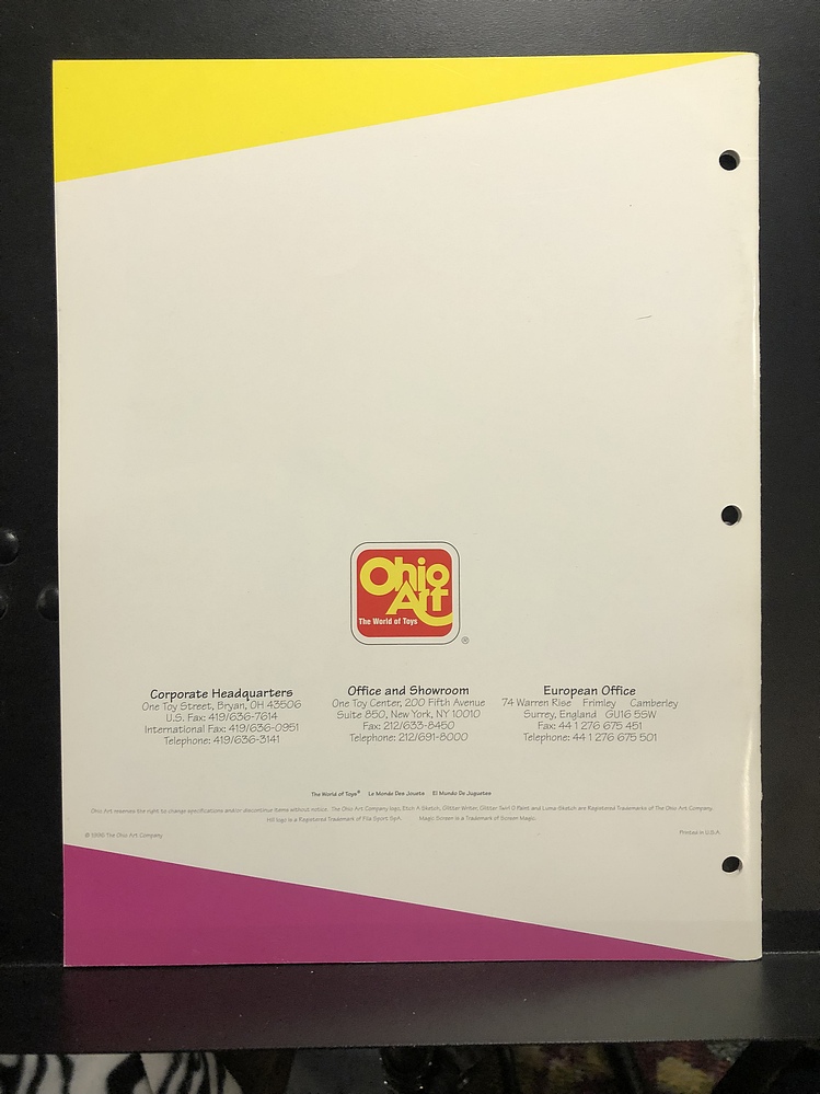 1996 Fall Ohio Art, Toy Fair Catalog - Parry Game Preserve