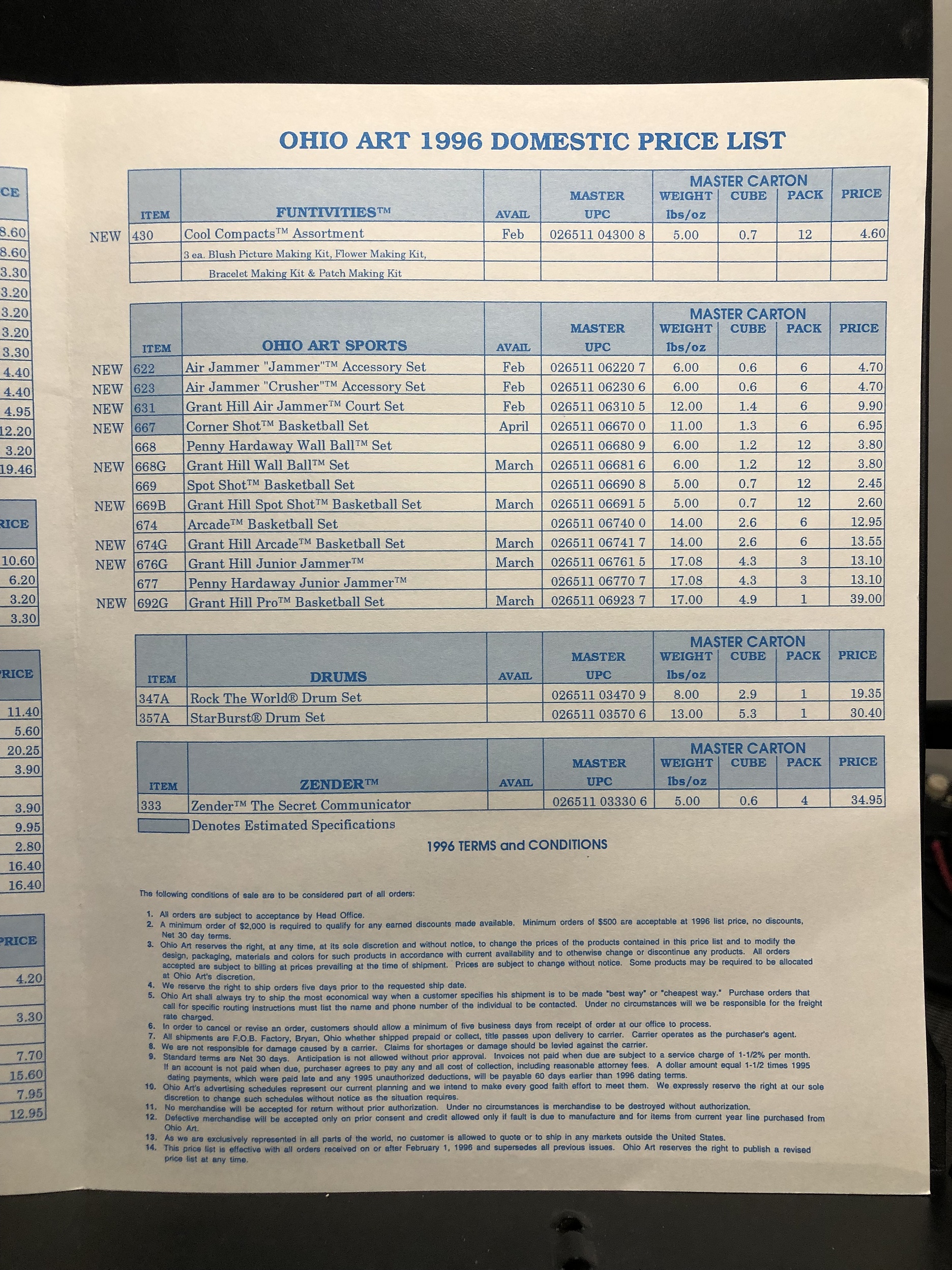 1996 Fall Ohio Art, Toy Fair Catalog - Parry Game Preserve