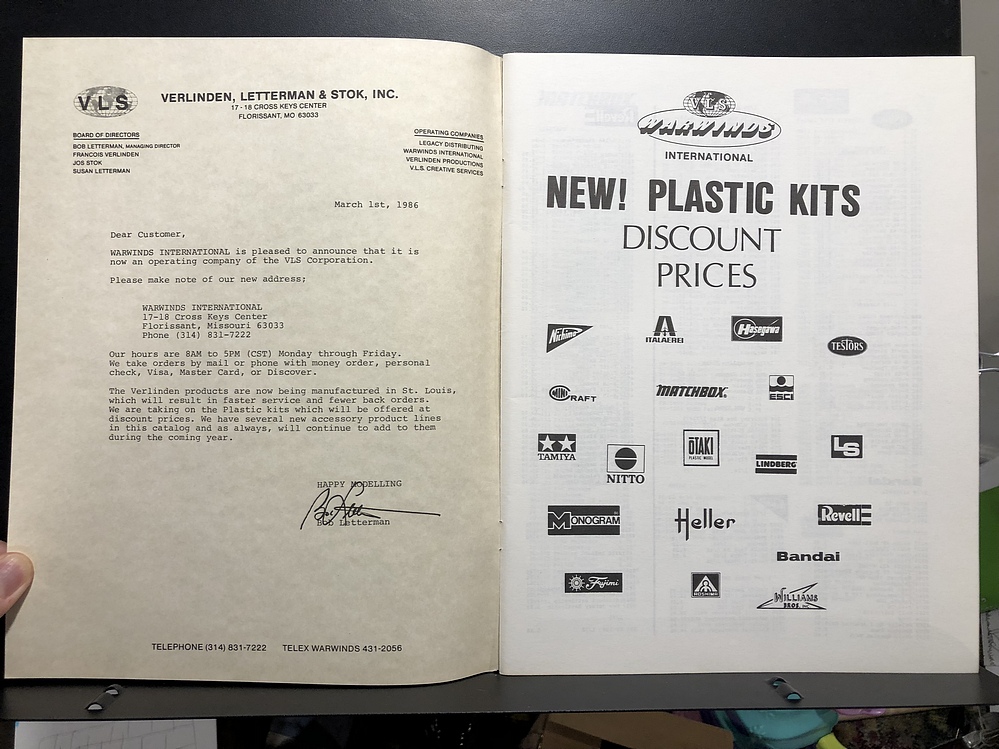 VLS Warwinds, 1986 Hobby Catalog - Parry Game Preserve