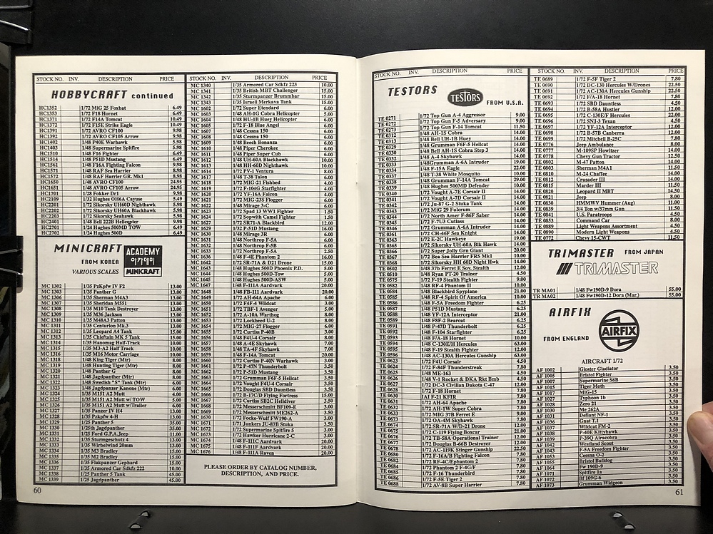 VLS Warwinds / VLS Stingray, 1988 Hobby Catalog - Parry Game Preserve