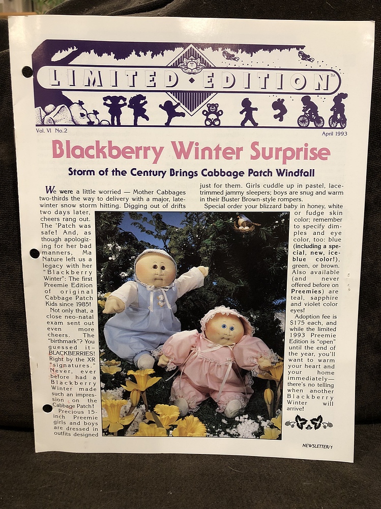 Cabbage Patch Kids - Limited Edition Newsletter - April, 1993 - Parry ...