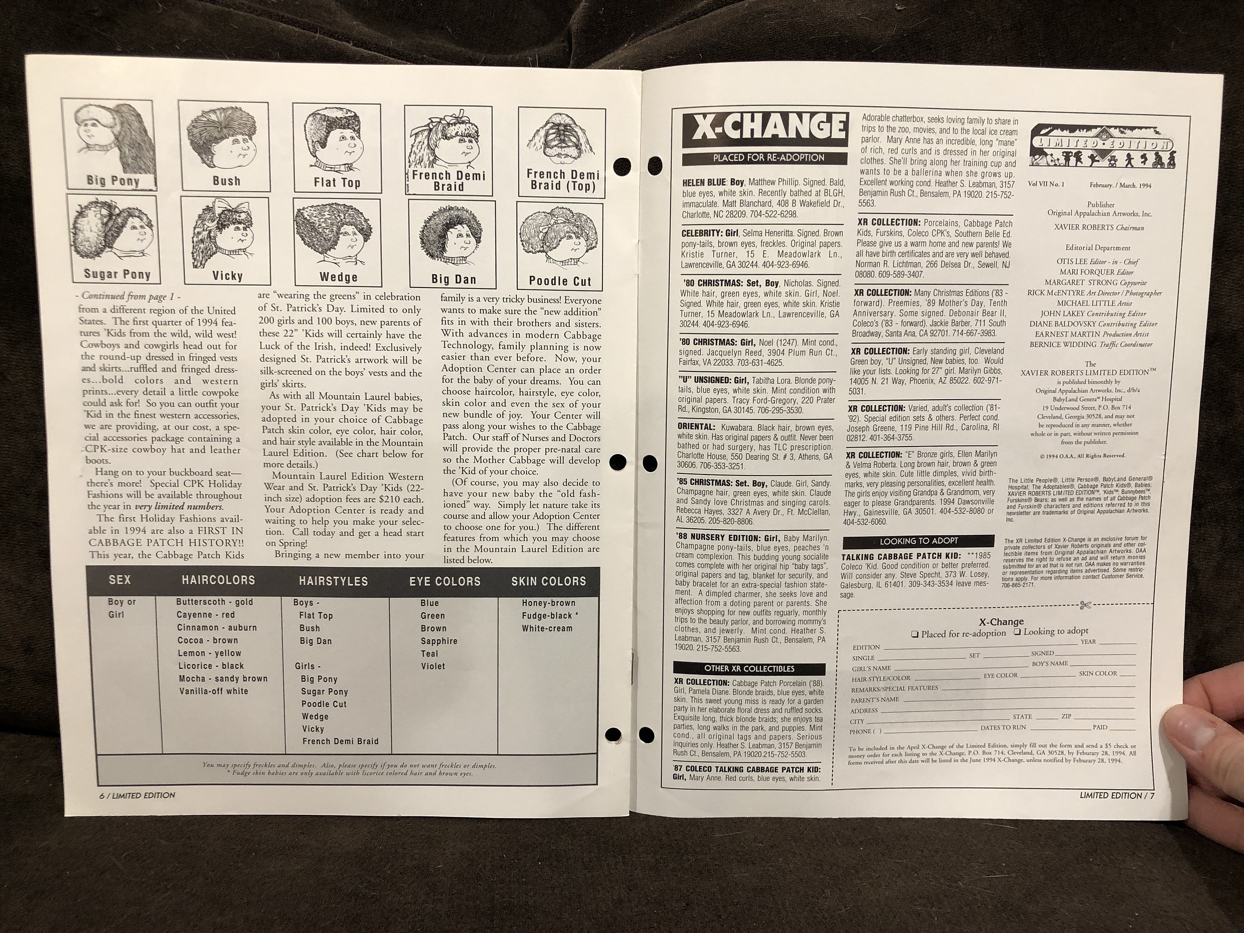 Cabbage Patch Kids - Limited Edition Newsletter - February, 1994 ...