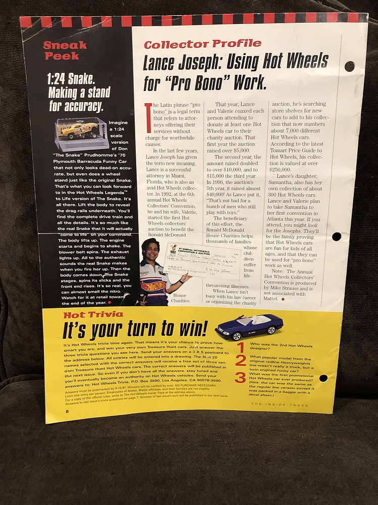 Hot Wheels: The Inside Track Newsletter - Issue 02, 1997 - Parry Game ...
