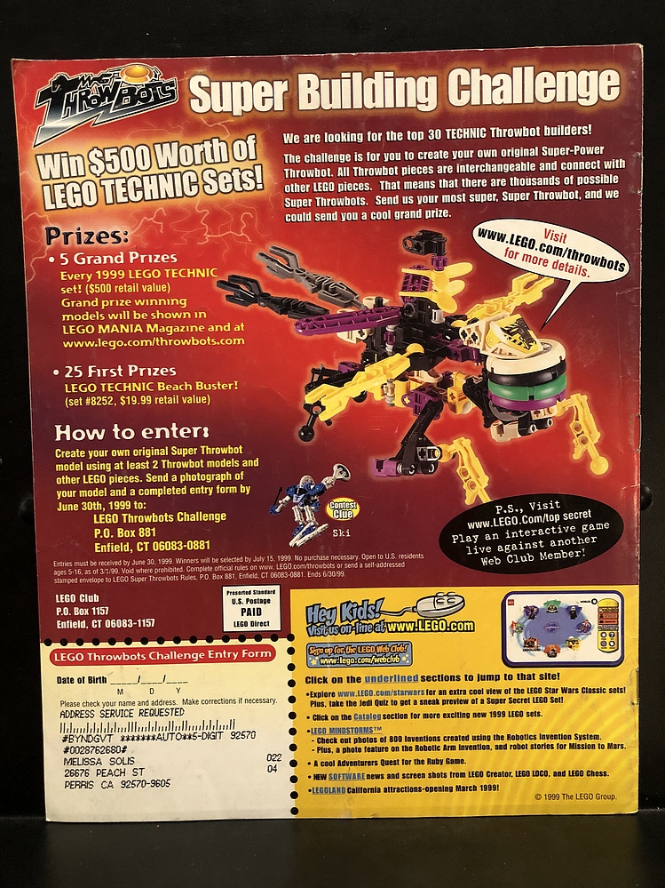 LEGO Mania Magazine - March - April, 1999 - Parry Game Preserve