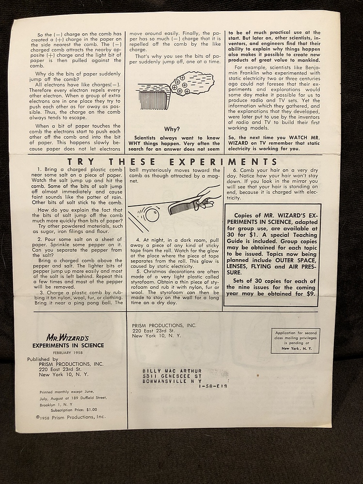 Mr. Wizard's Experiments in Science - February, 1958 - Parry Game Preserve
