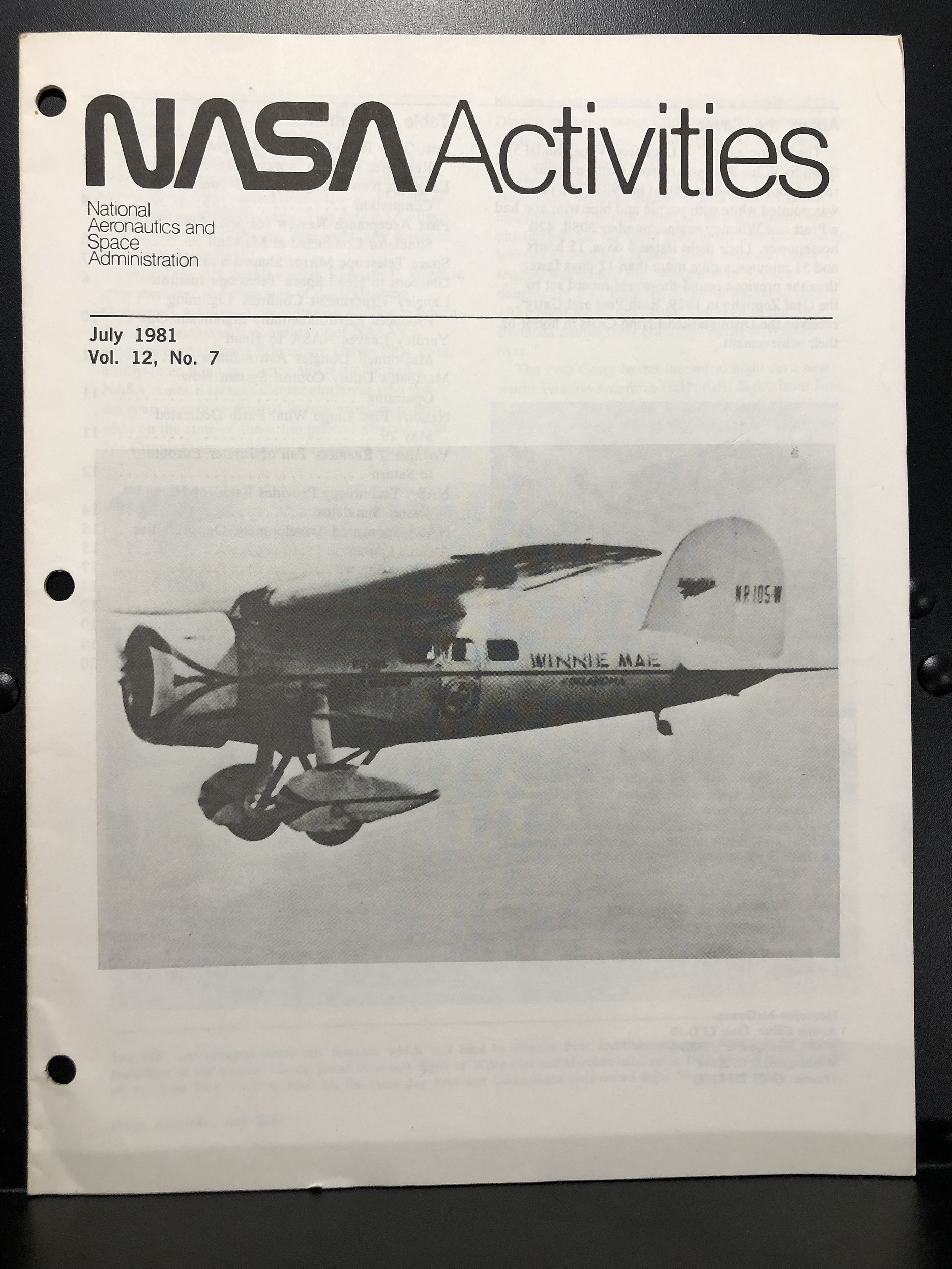 NASA Activities - July, 1981 - Parry Game Preserve