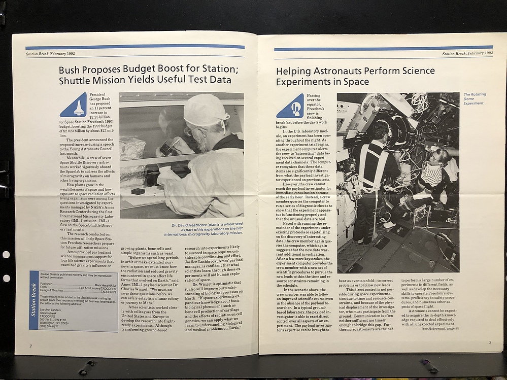 NASA Station Break Newsletter - February, 1992 - Parry Game Preserve