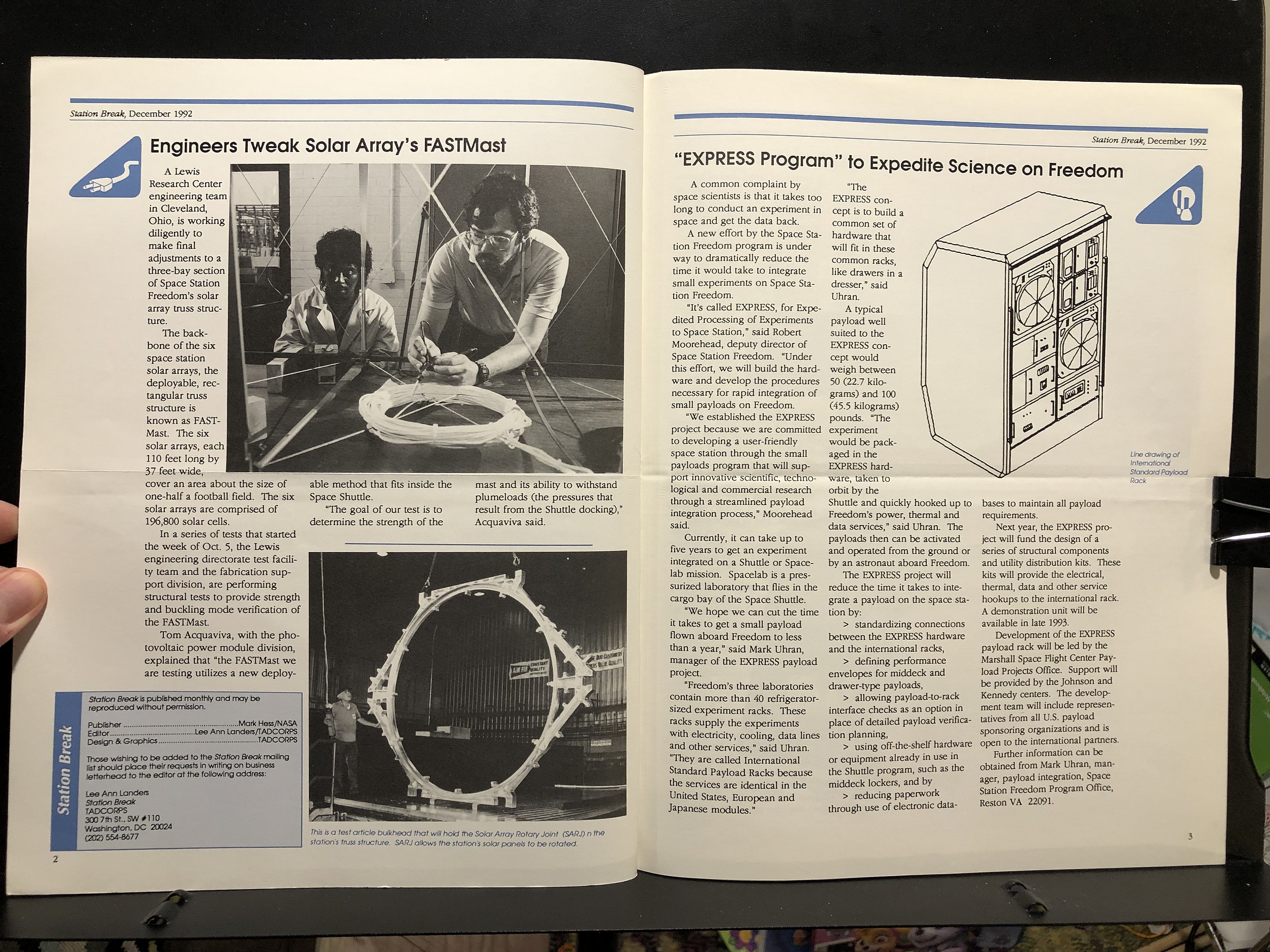 NASA Station Break Newsletter - December, 1992 - Parry Game Preserve