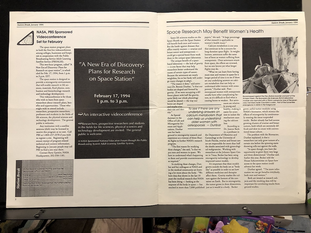 NASA Station Break Newsletter - January, 1994 - Parry Game Preserve