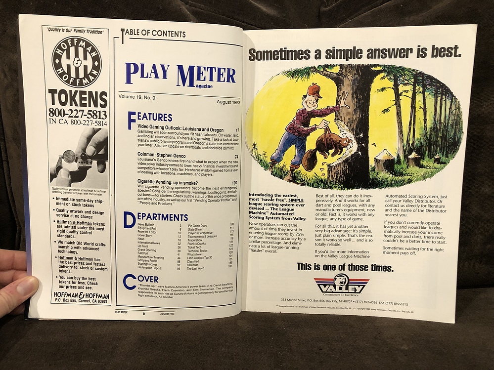 Play Meter Magazine, August, 1993 - Parry Game Preserve